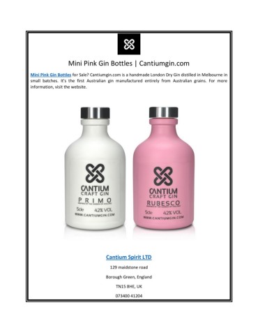 Mini Pink Gin Bottles | Cantiumgin.com