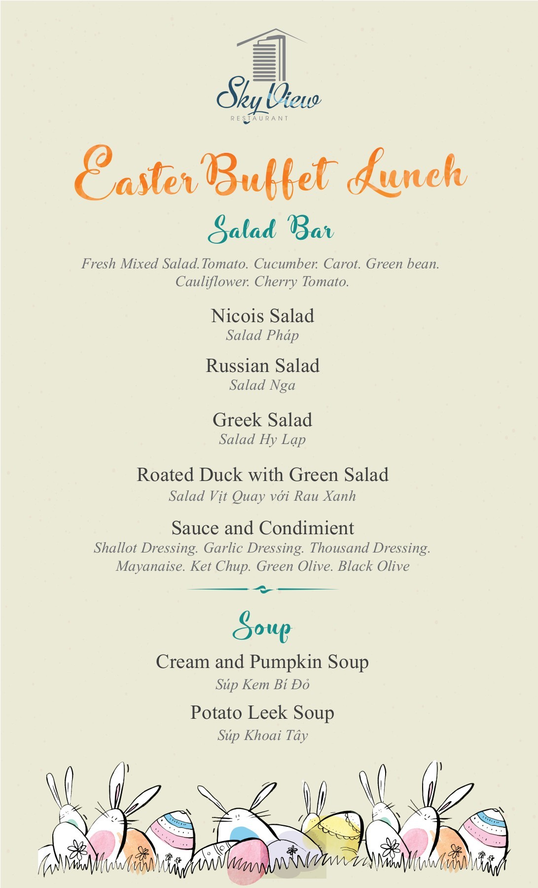 Menu Easter - Sky View Restaurant - Belle Maison Parosand Hotel - Page ...