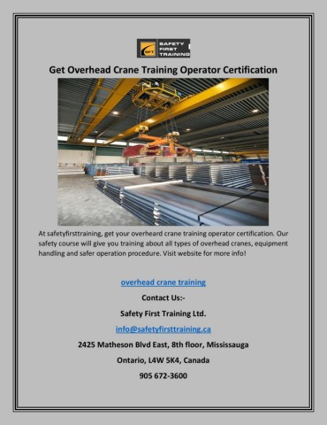 Get Overhead Crane Training Operator Certification