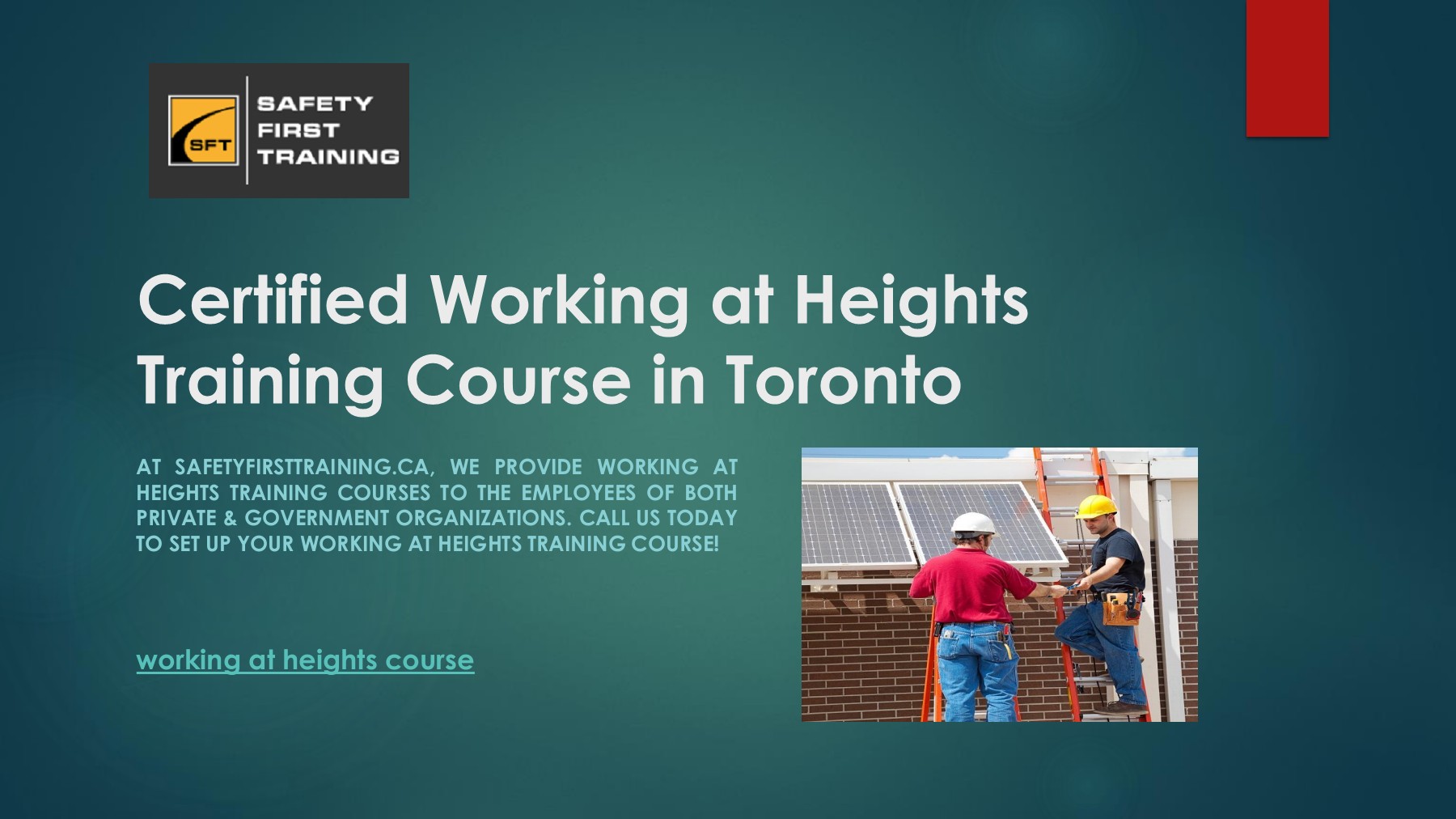 Certified Working at Heights Training Course in Toronto - Safety First ...
