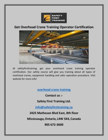 Get Overhead Crane Training Operator Certification