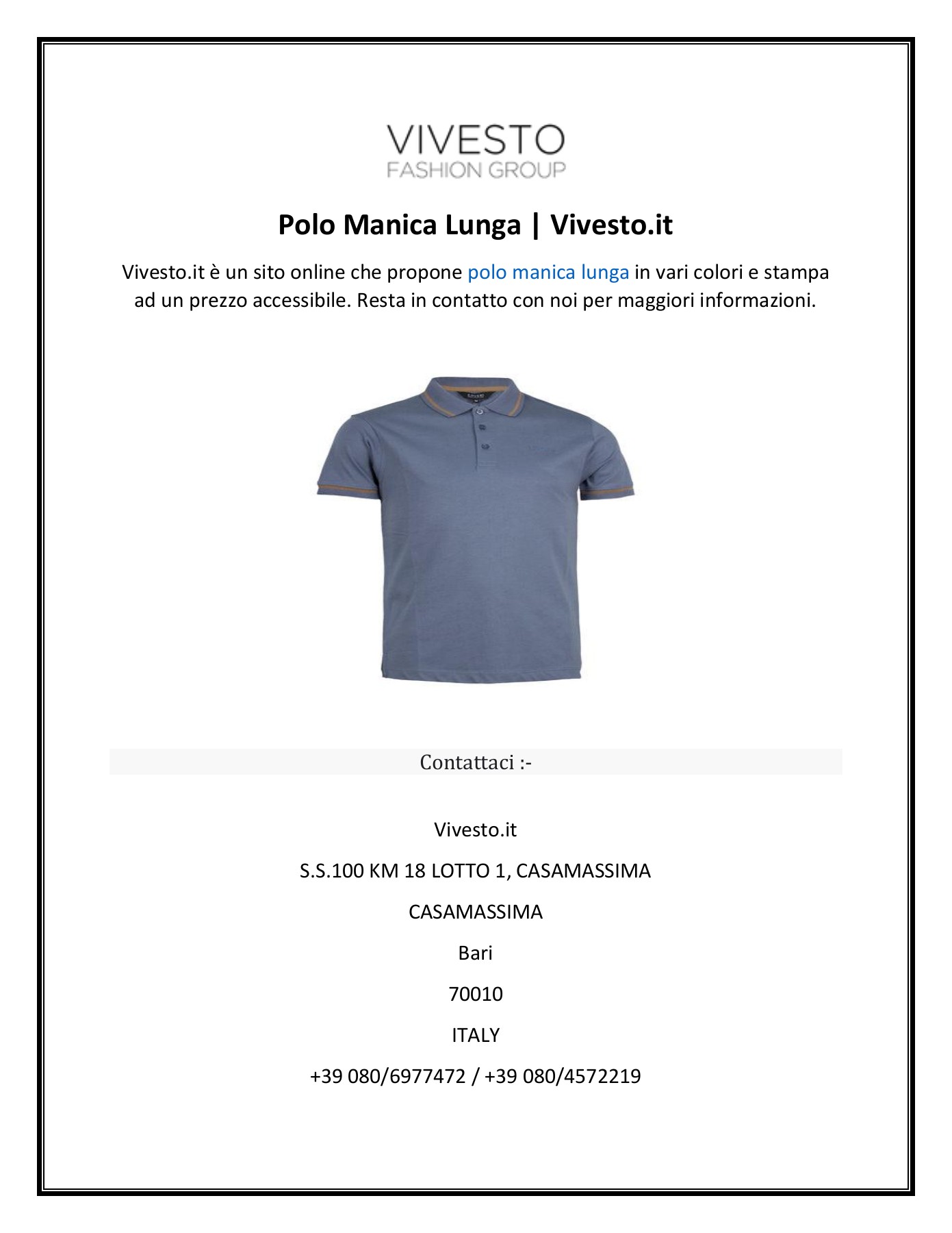 Polo Manica Lunga Vivesto.it - James Mart - Page 1 - 1 | Flip PDF ...