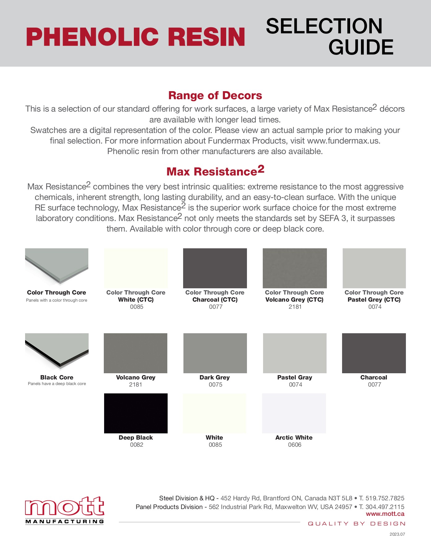 Phenolic Resin Work Surfaces Color Selection Guide - Mott Manufacturing ...