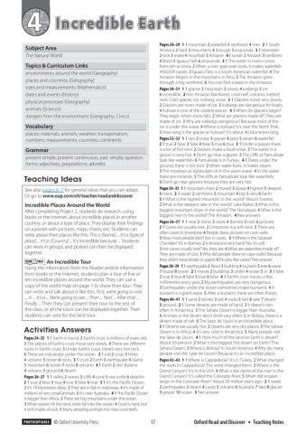 Incredible Earth - Answers