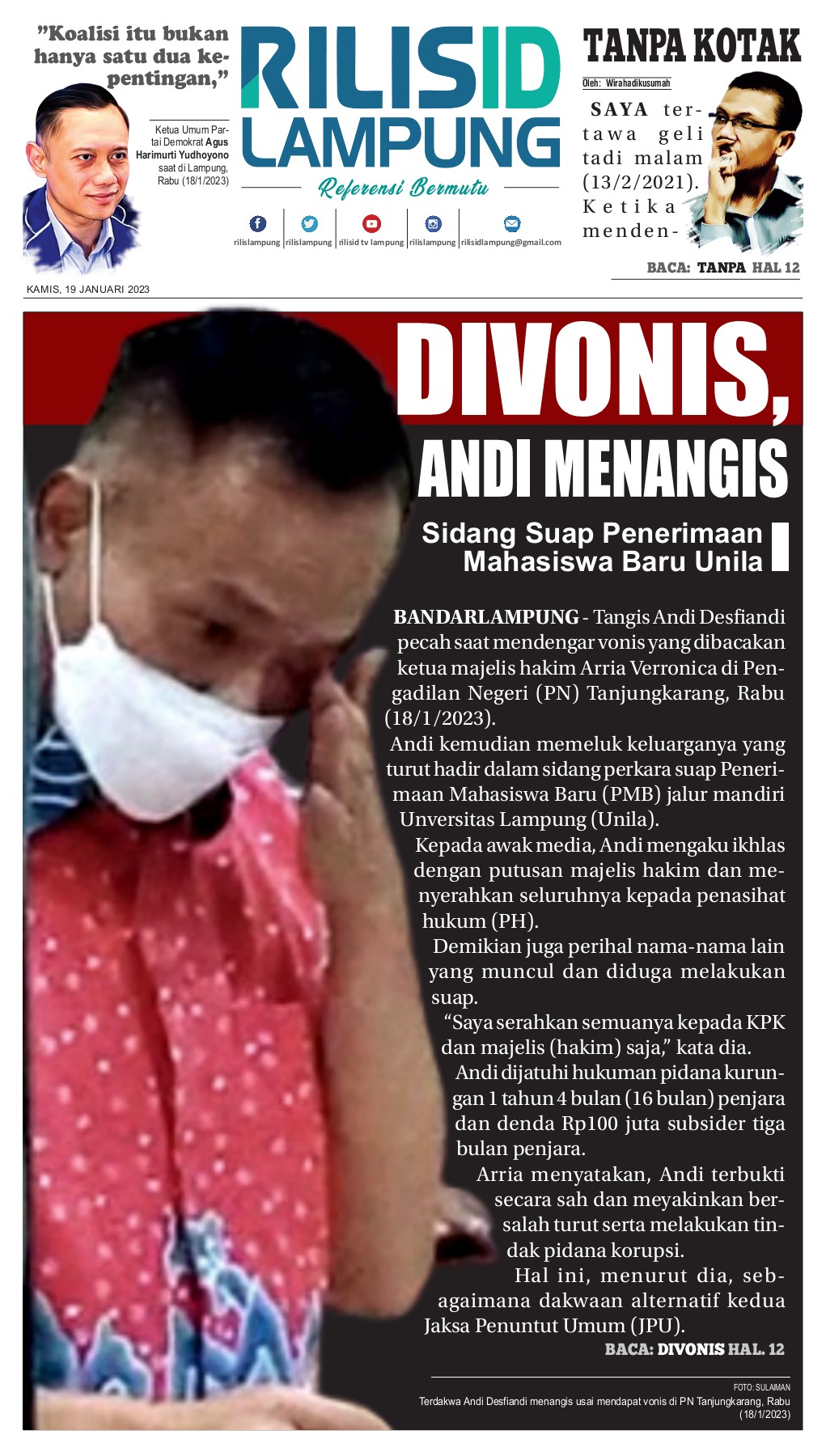 ePaper Rilisid Lampung 19012023 - E-Paper RILIS.ID LAMPUNG - Halaman 1 ...