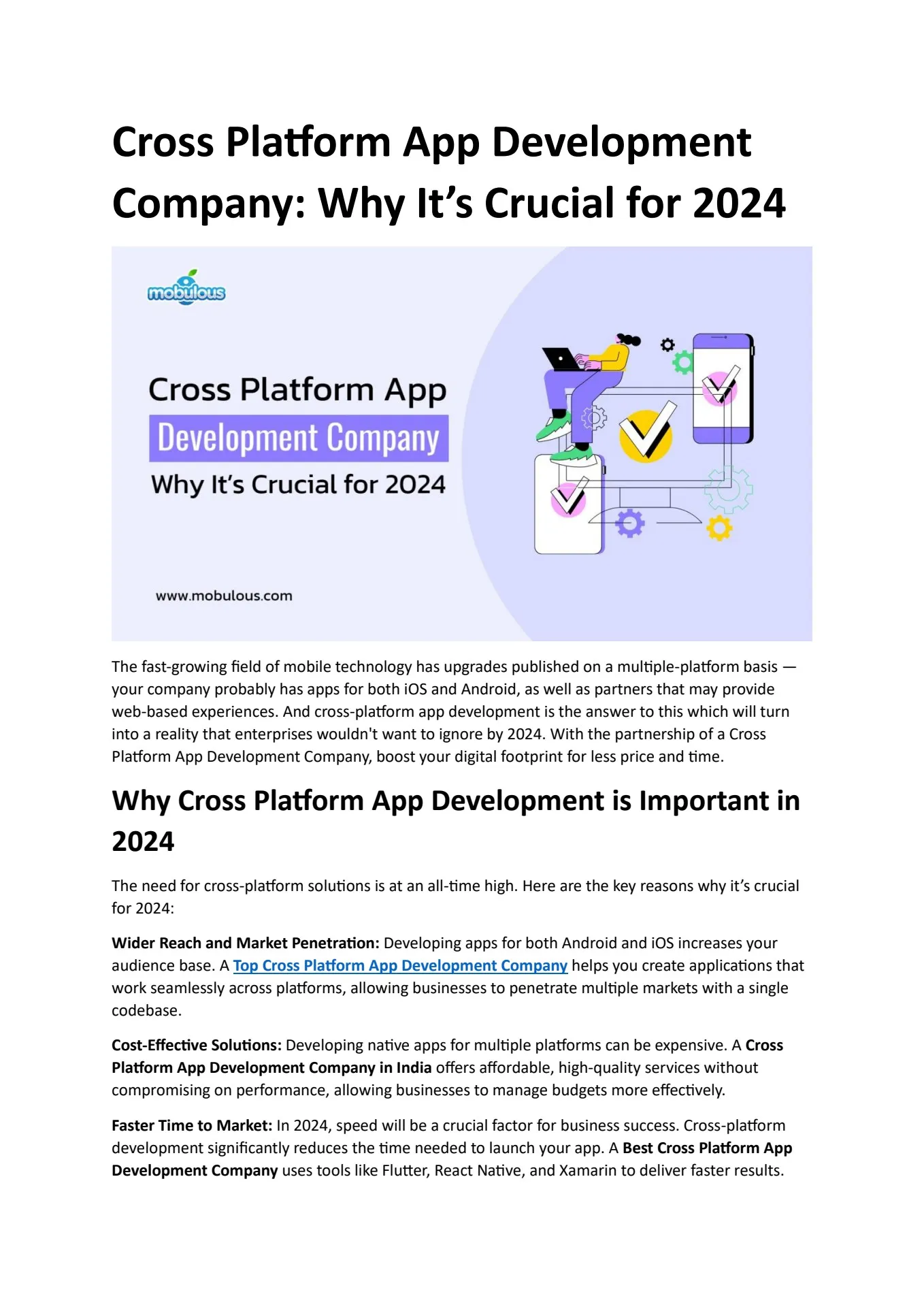 Why Cross Platform App Development Is Important In 2024 Mobulous Technologies Page 1 5