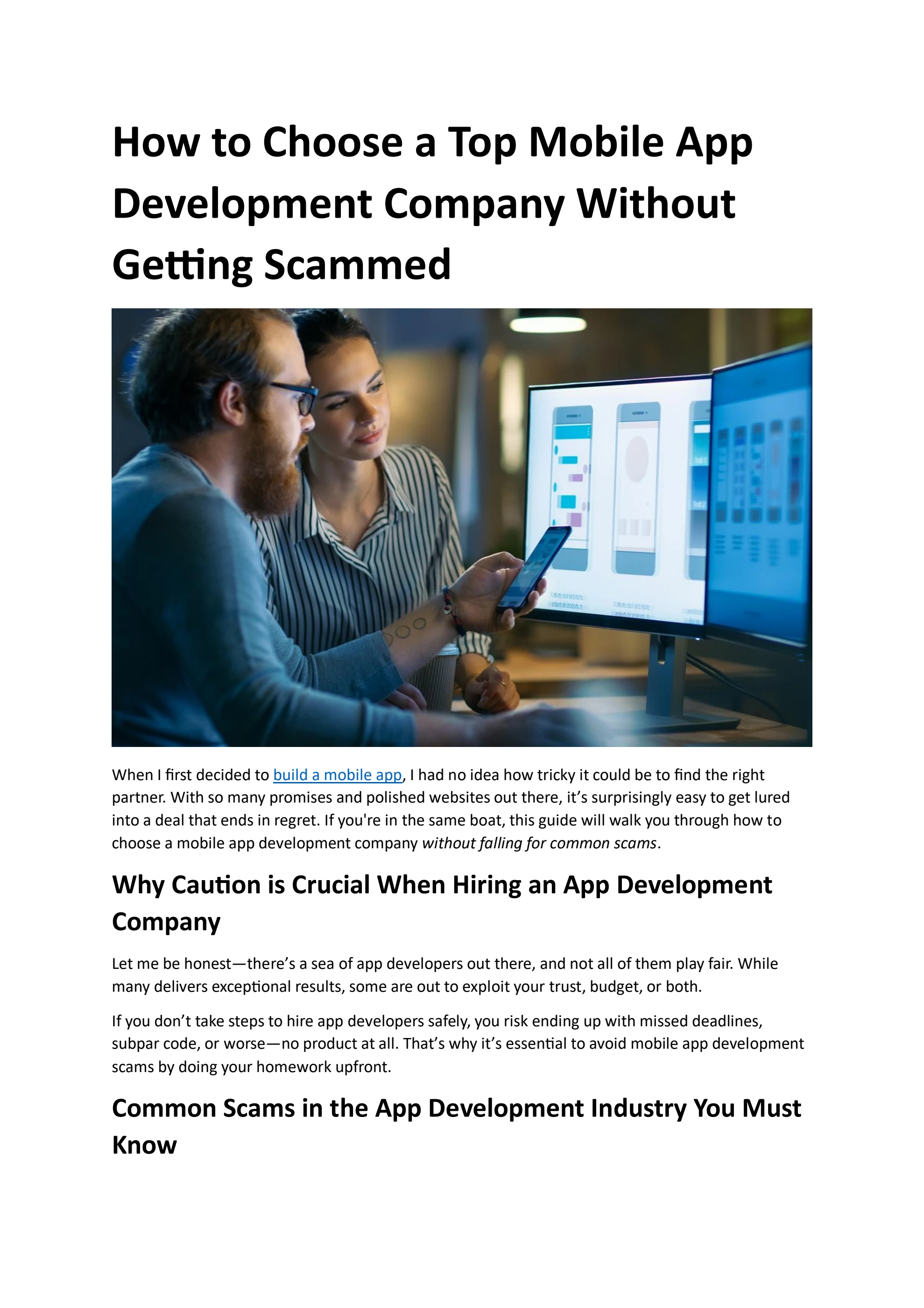 How to Choose a Top Mobile App Development Company Without Getting ...