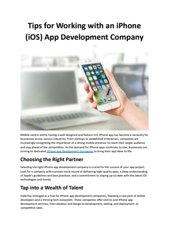 Tips for Working with an iPhone (iOS) App Development Company ...