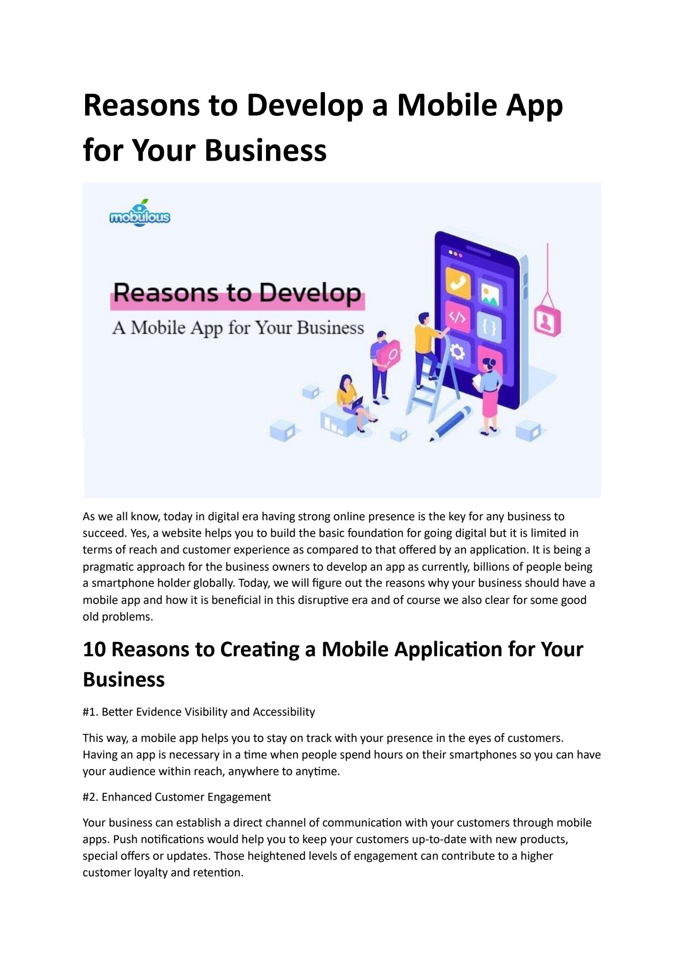 Reasons to Develop a Mobile App for Your Business - Mobulous ...