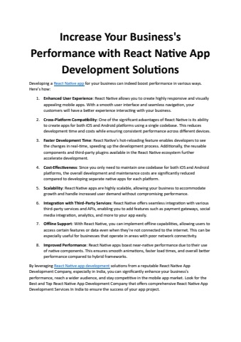 Increase Your Business's Performance with React Native App Development ...