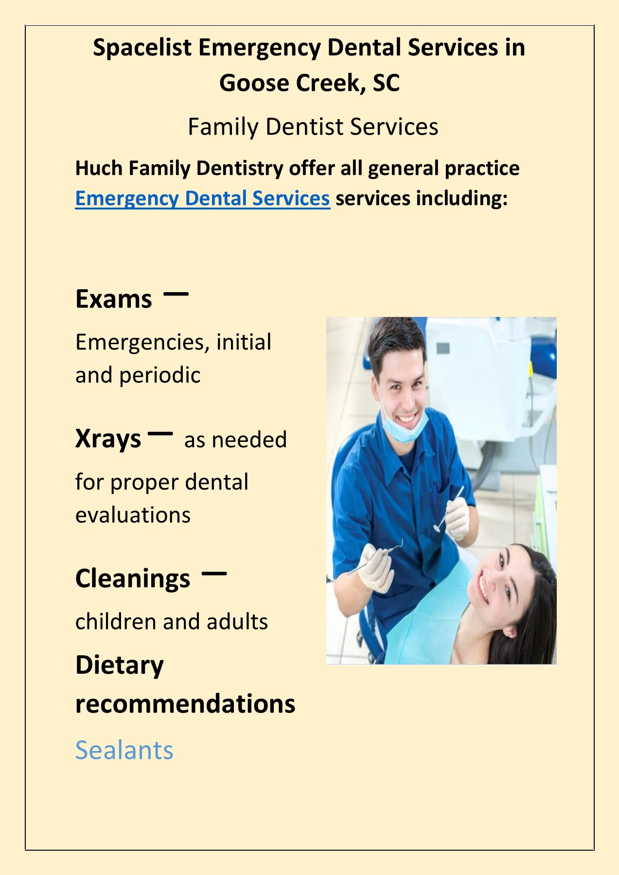 Spacelist Emergency Dental Services - info.huchfamily01 - Page 1 - 2 ...