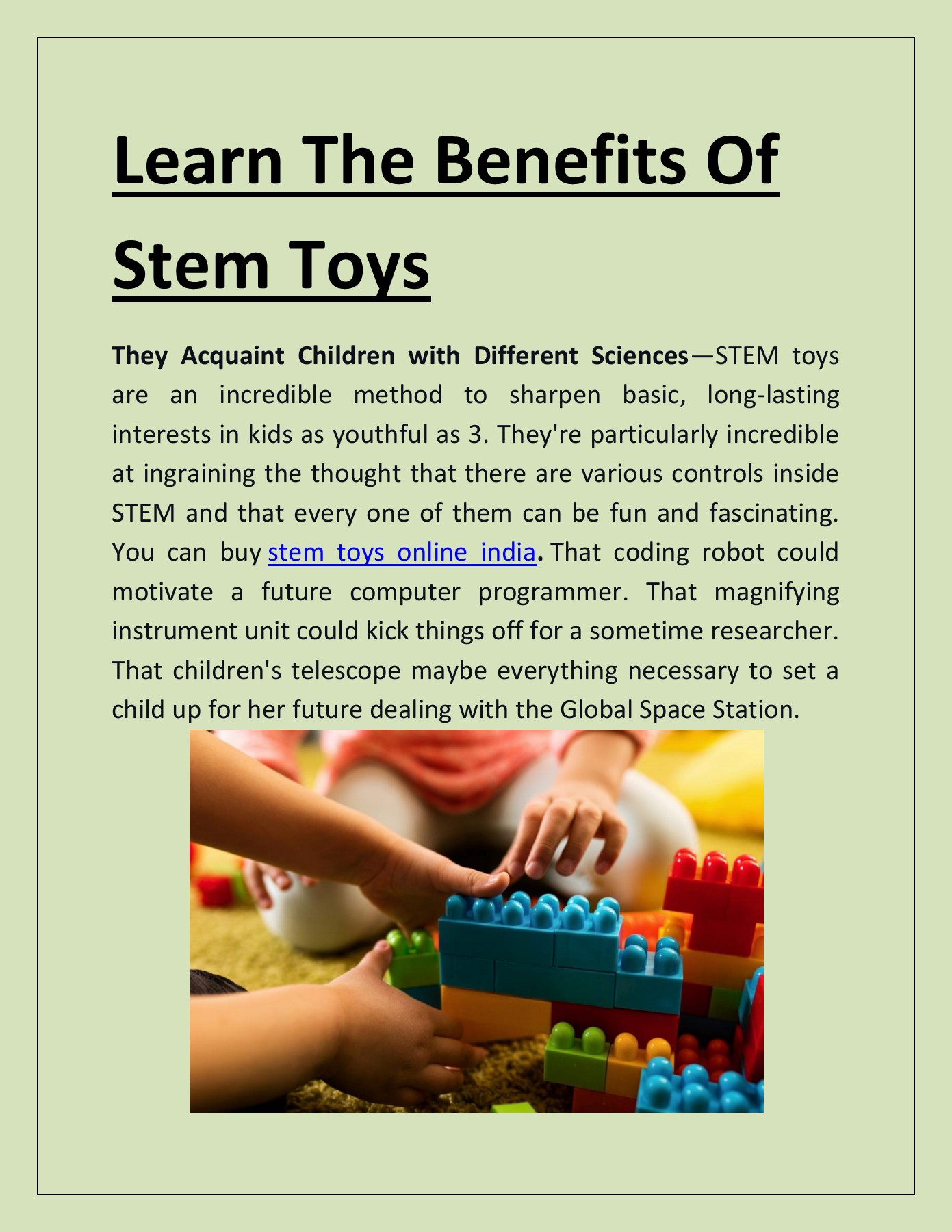 Learn The Benefits Of Stem Toys - Nidhi Saxena - Page 1 - 2 | Flip PDF ...