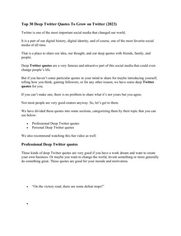 Top 30 Deep Twitter Quotes To Grow on Twitter - mindsetopia - Page 1 ...