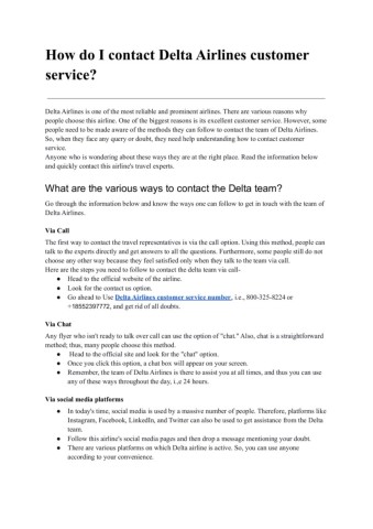 How do I contact Delta Airlines customer service