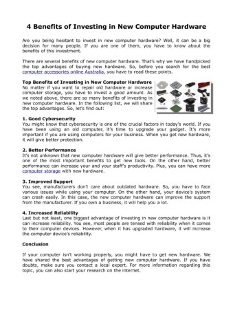 4 Benefits of Investing in New Computer Hardware