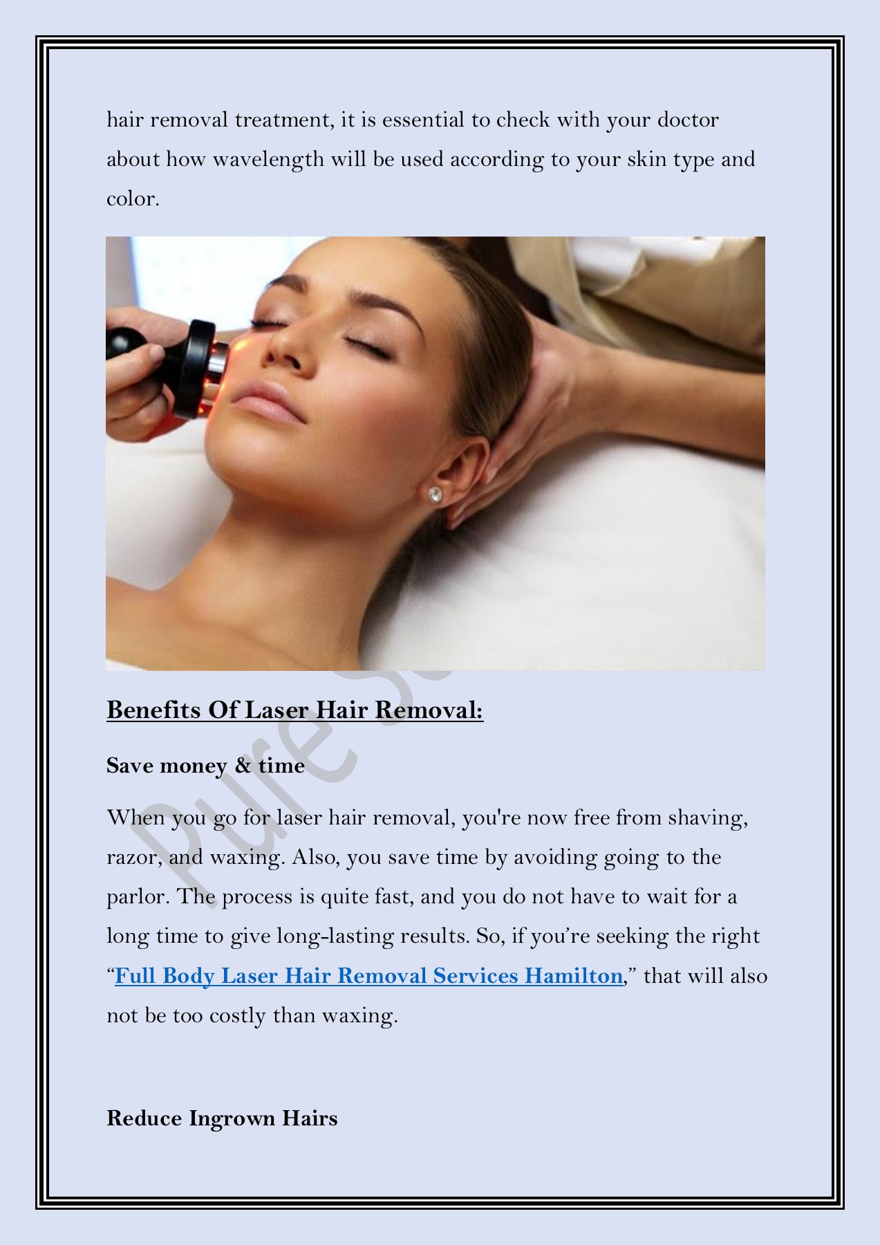 Laser Hair Removal Treatment Services In Hamilton | Pure Sense Spa ...