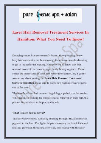 Laser Hair Removal Treatment Services In Hamilton | Pure Sense Spa ...