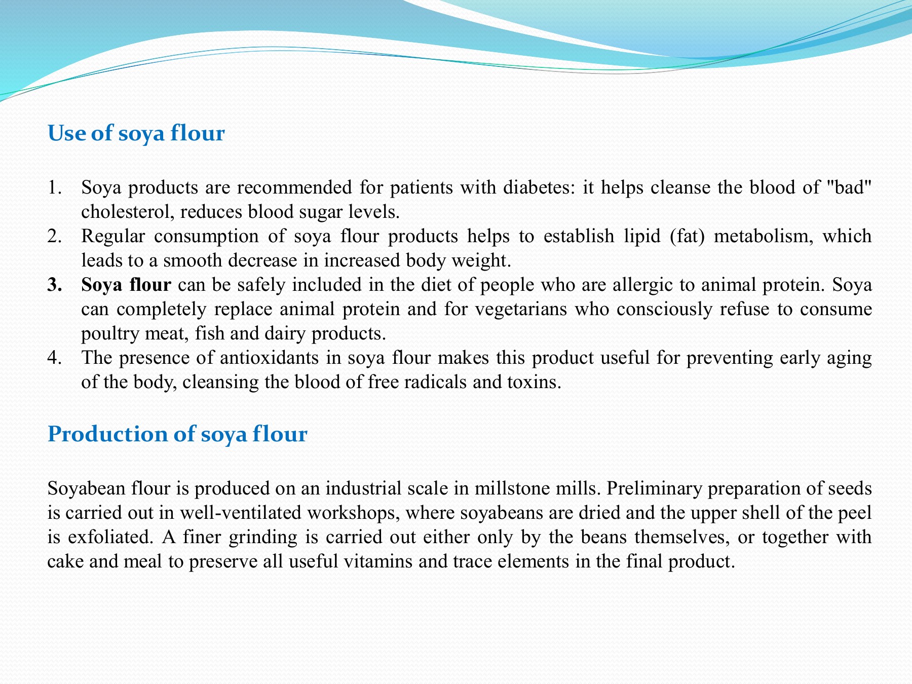 Soya bean flour features and application - soyafoodofficial - Page 4 ...