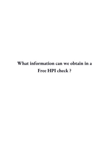 Free HPI check