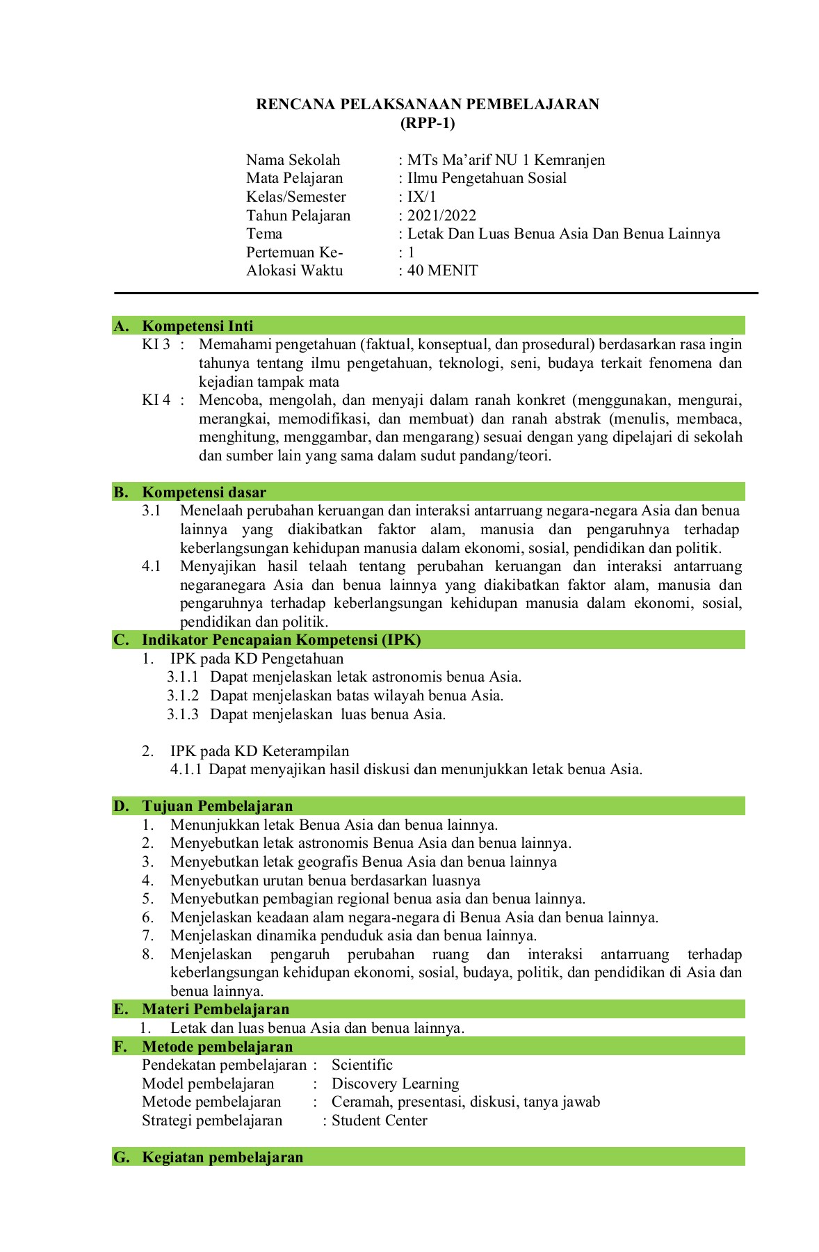 RPP KELAS 9 SEMESTER 1 IPS SALMA ABIDAH - Salma Abidah - Halaman 1 - 11 | PDF Online | PubHTML5