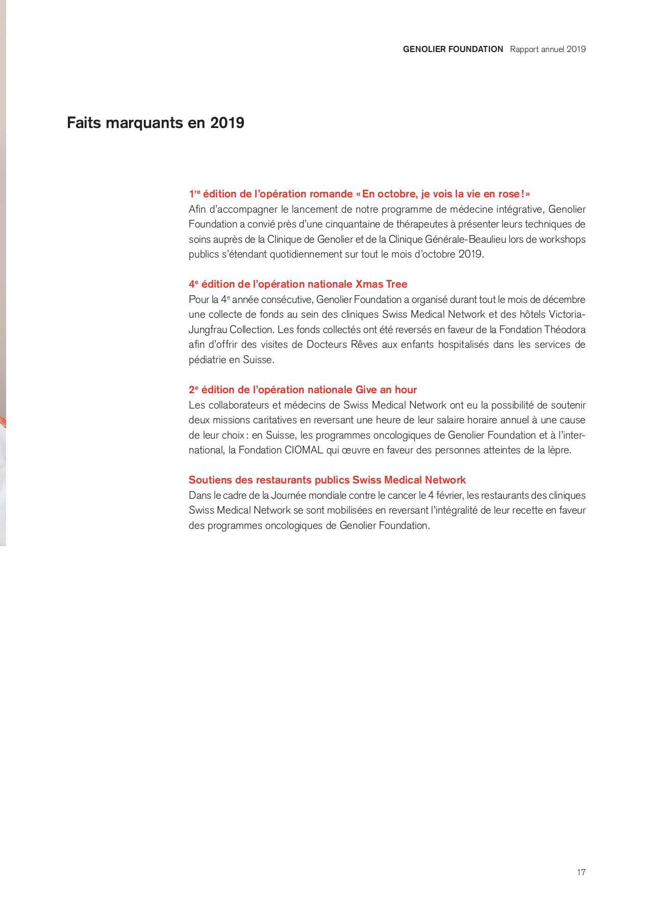 Genolier Foundation - Rapport annuel 2019 - Swiss Medical Network ...