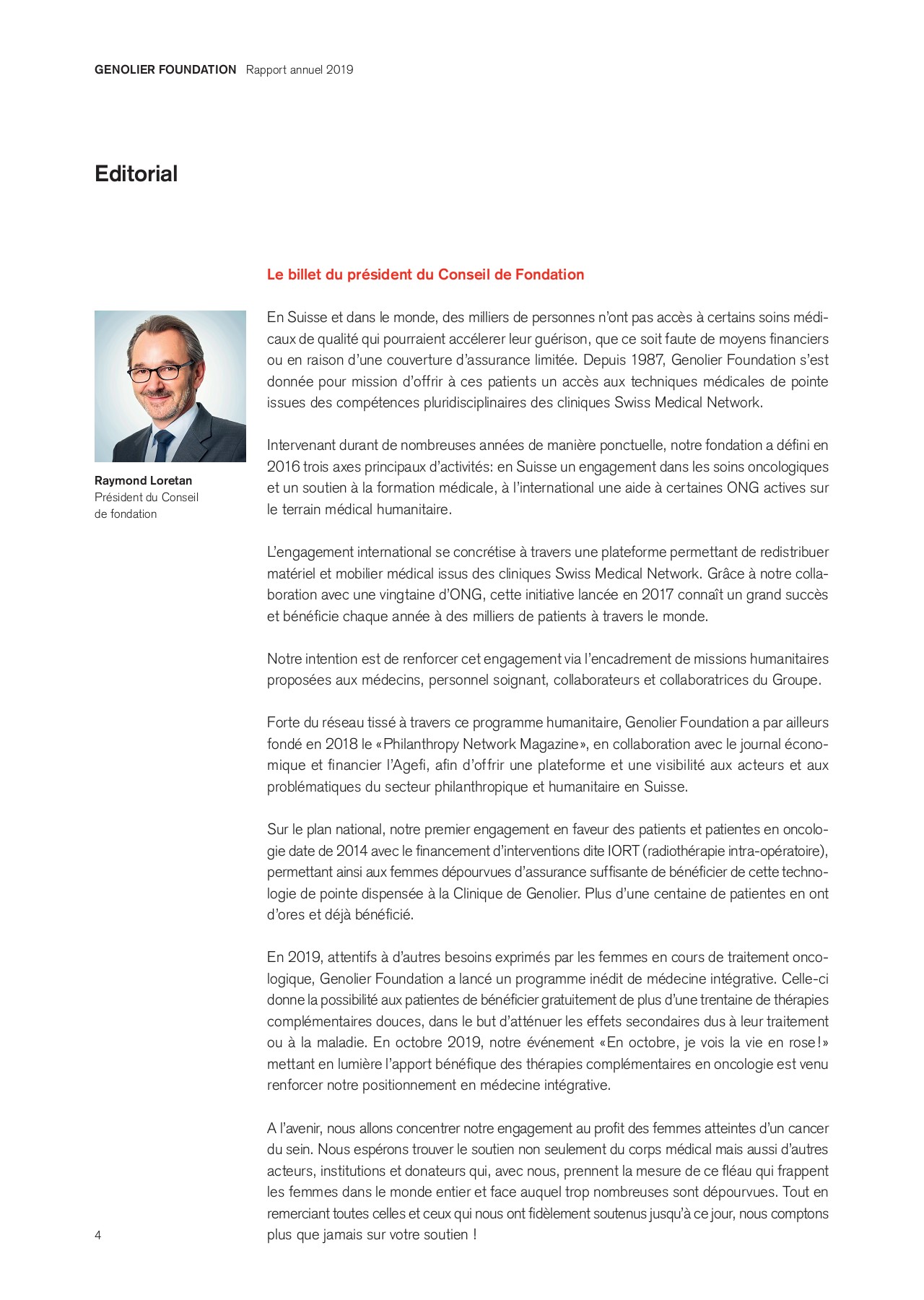 Genolier Foundation - Rapport annuel 2019 - Swiss Medical Network ...