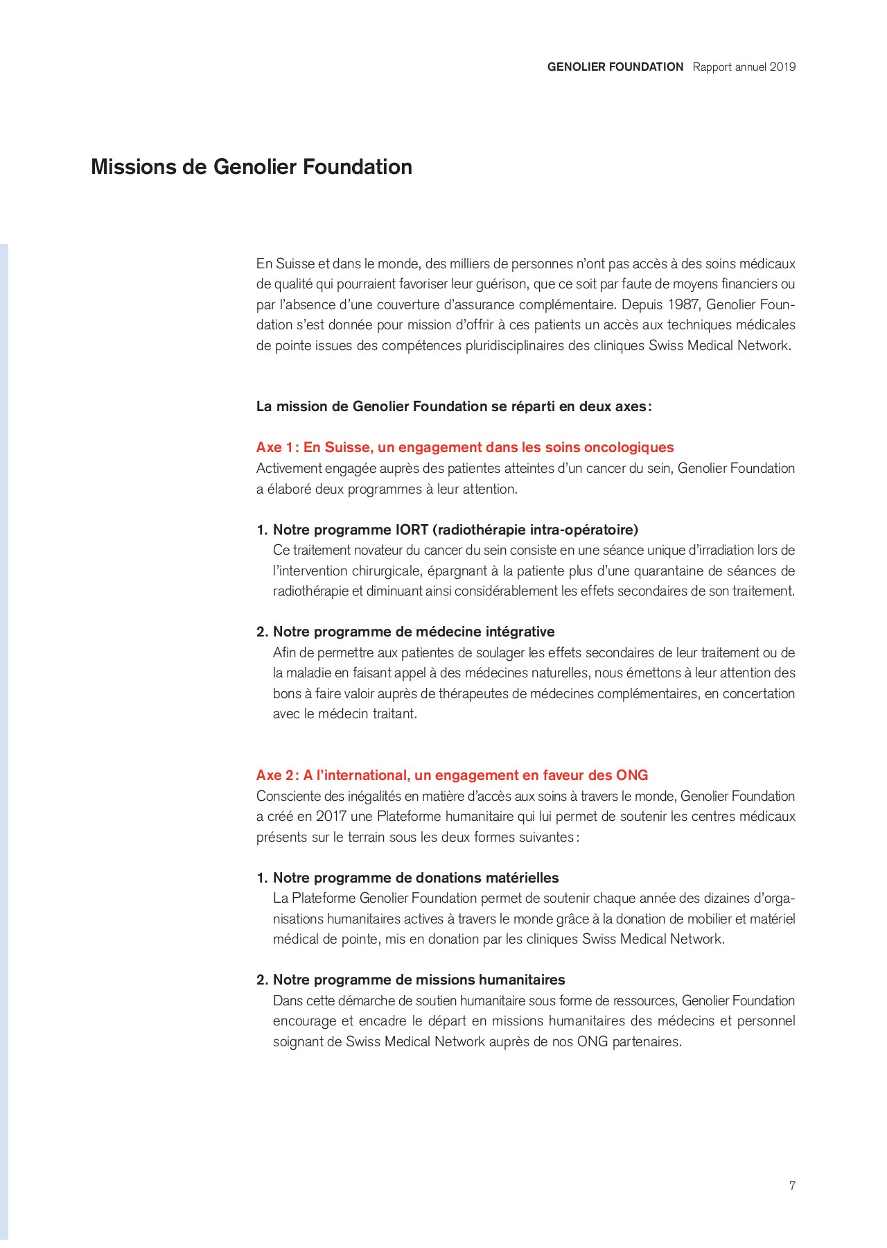 Genolier Foundation - Rapport annuel 2019 - Swiss Medical Network ...