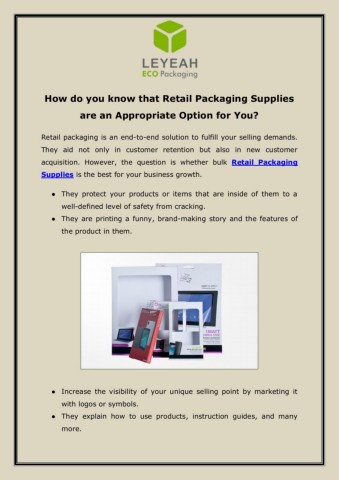 How do you know that Retail Packaging Supplies are an Appropriate ...