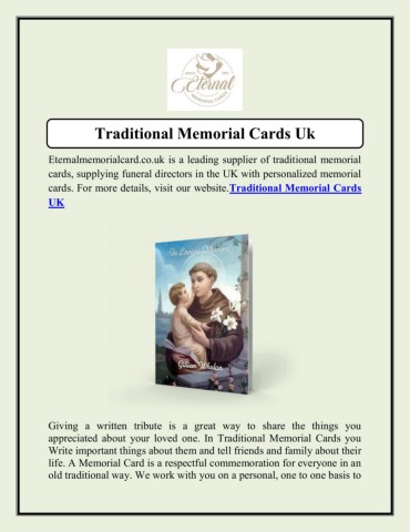 Traditional Memorial Cards Uk Eternalmemorialcard.co.uk - Eternal ...