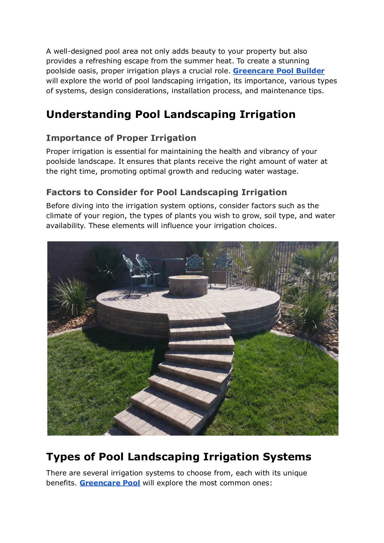 Greencare Pool Builder - Pool Landscaping Irrigation - greencarepool ...
