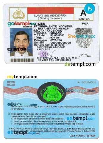 INDONESIA driving license template in PSD format, 2019 – present