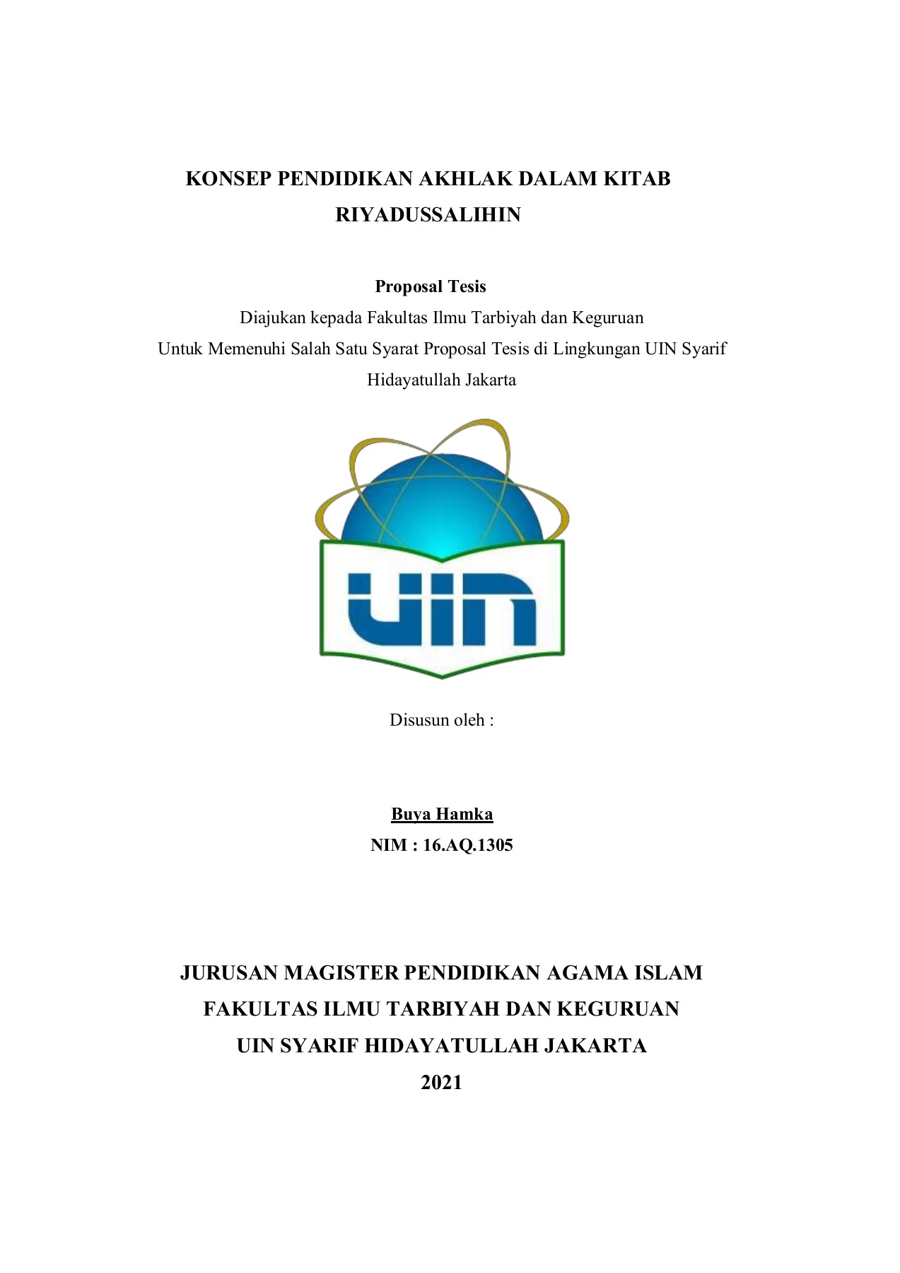 Propsal Tesis S2 UIN Jkt-digabungkan - Muhammad Rizki Cahaya Putra, S ...