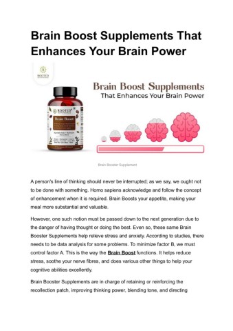 Brain Boost Supplements That Enhances Your Brain Power