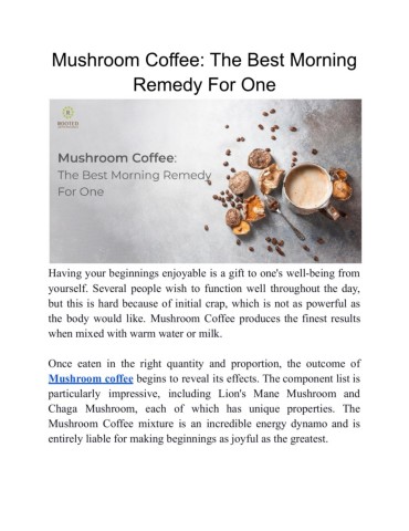 Mushroom Coffee The Best Morning Remedy For One
