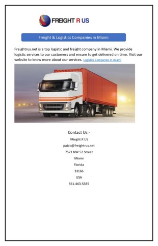 Freight & Logistics Companies in Miami