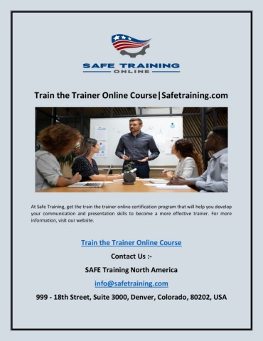 Train the Trainer Online Course|Safetraining.com