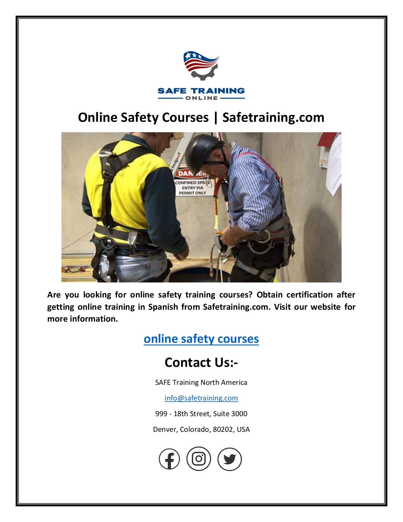 Online Safety Courses | Safetraining.com - SAFE Training North America ...