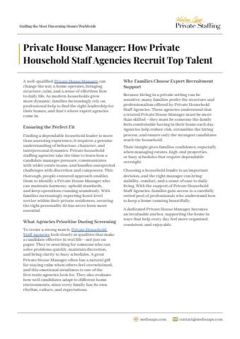Private House Manager–How Private Household Staff Agencies Recruit Top ...