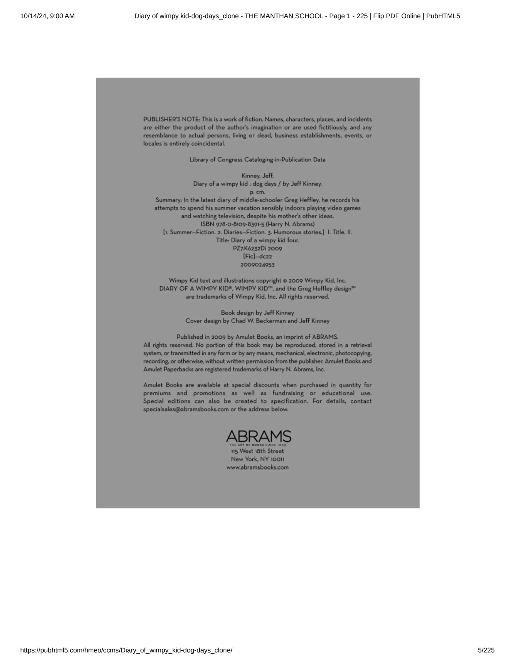 Diary of wimpy kid-dog-days_clone - THE MANTHAN SCHOOL - Page 1 - 225 _ Flip PDF Online ...