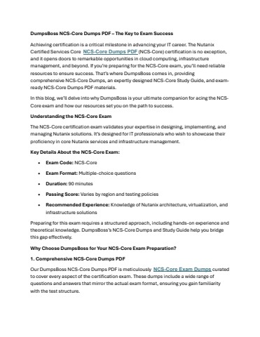 Score Big with DumpsBoss NCS-Core Dumps PDF
