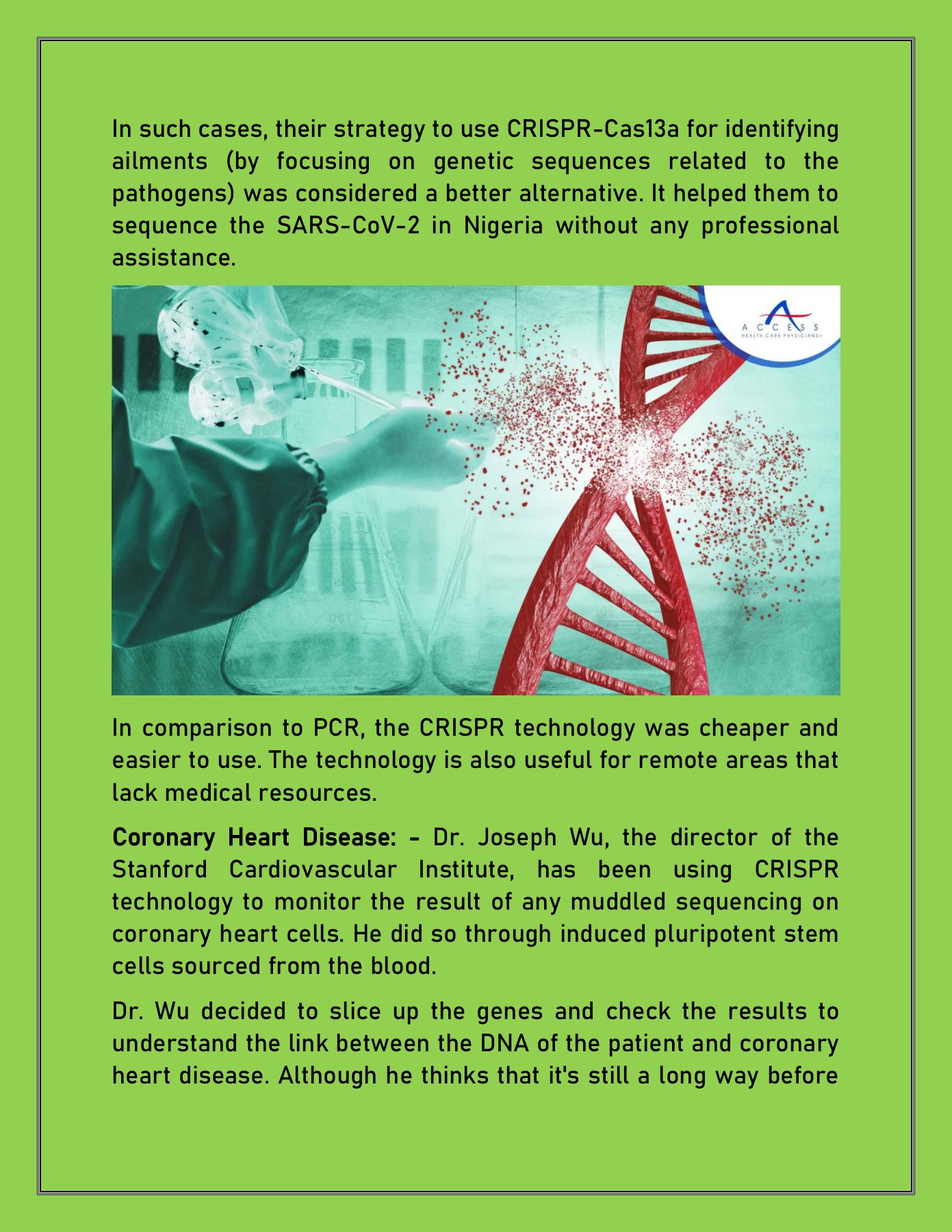 The Many Uses of CRISPR Technology - Access Health Care Physicians, LLC ...