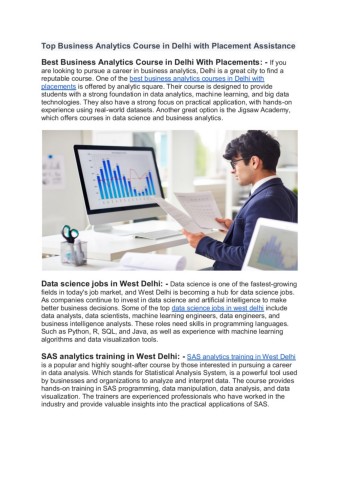 Top Business Analytics Course in Delhi with Placement Assistance