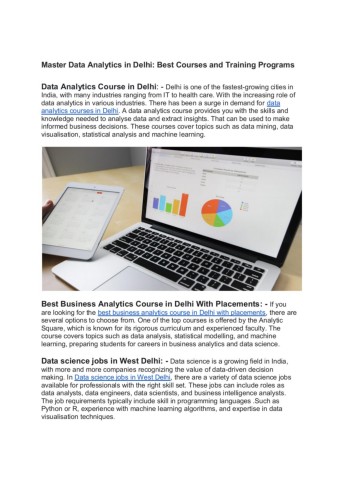 Master Data Analytics in Delhi Best Courses and Training Programs