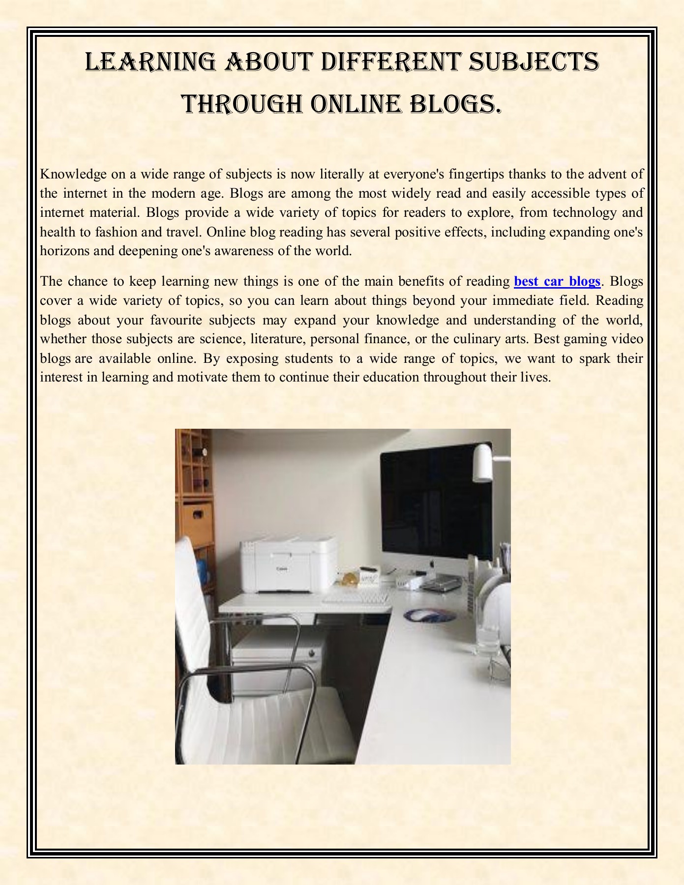 Learning about different subjects through online blogs - Hugo Tips ...