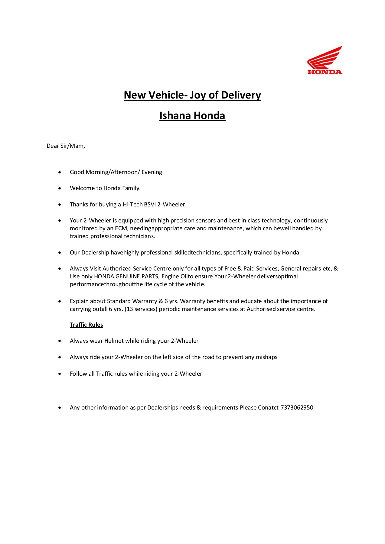 New Vehicle Delivery Script - ishanahondasales - Page 1 - 3 | Flip PDF ...