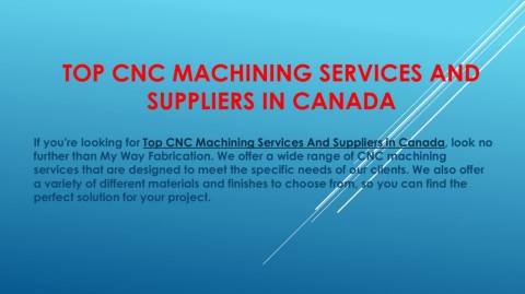 Top CNC Machining Services and Suppliers in Canada