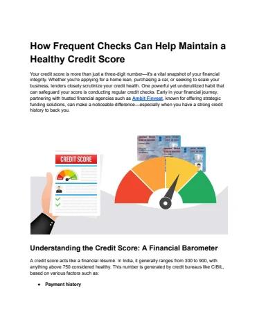 How Frequent Checks Can Help Maintain a Healthy Credit Score