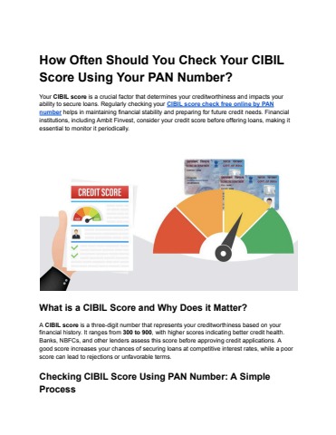 How Often Should You Check Your CIBIL Score Using Your PAN Number