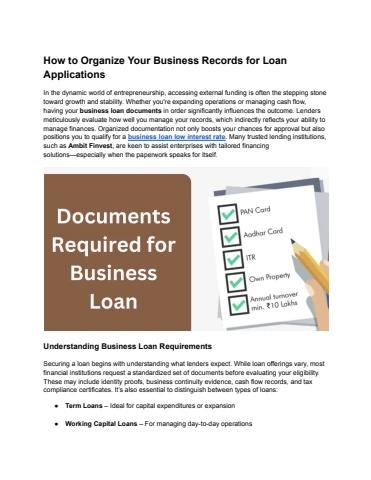 How to Organize Your Business Records for Loan Applications
