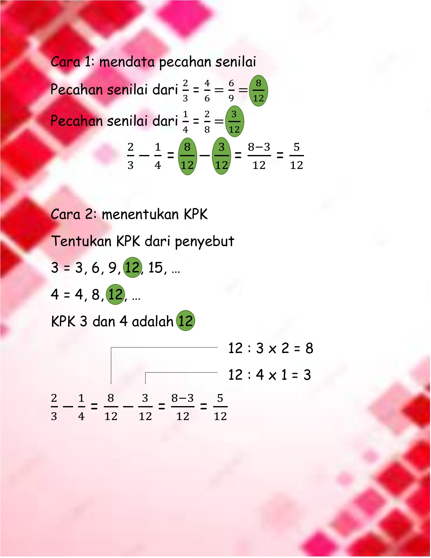 Materi Penjumlahan dan Pengurangan Pecahan Biasa - Dhenny Kebest ...